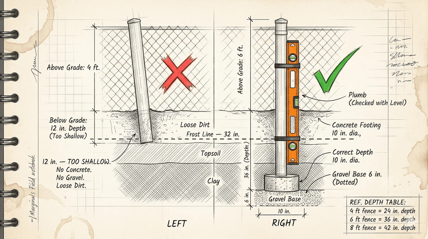 Fence Post Depth Guide by Height
