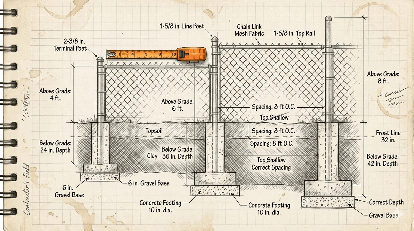 Fence Post Spacing Guide by Fence Type